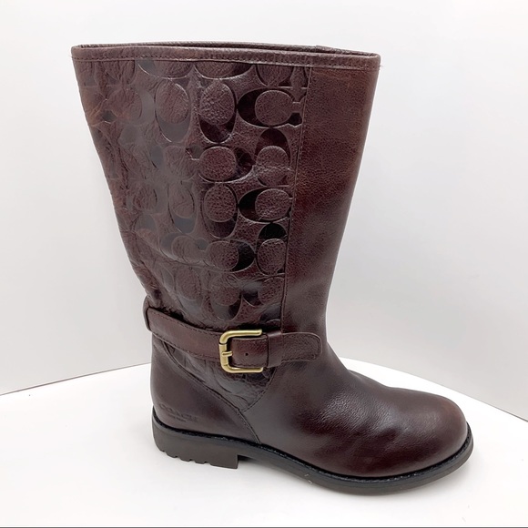 Coach | Shoes | Coach Signature C Embossed Leather Boots | Poshmark